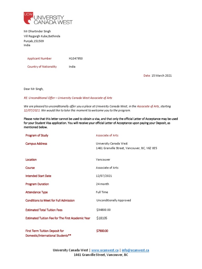 July Intake Offer Letter | PDF | Payments | Fee