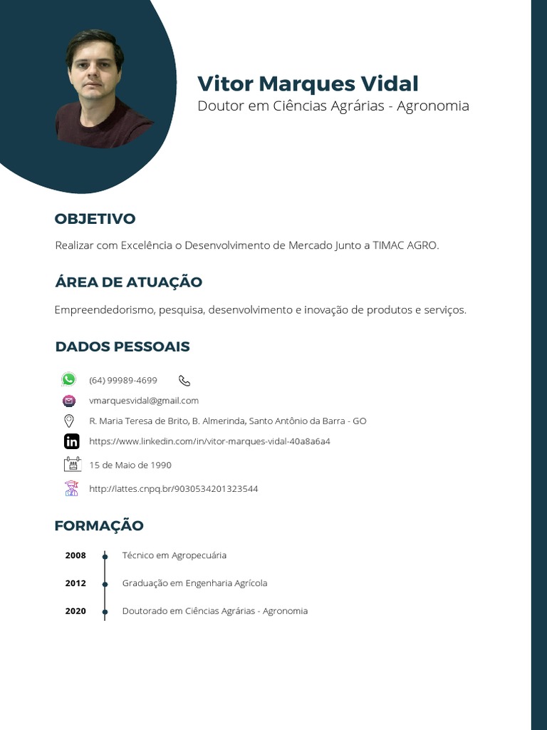 CV - Vitor Marques Vidal | PDF | Marketing | Agricultura