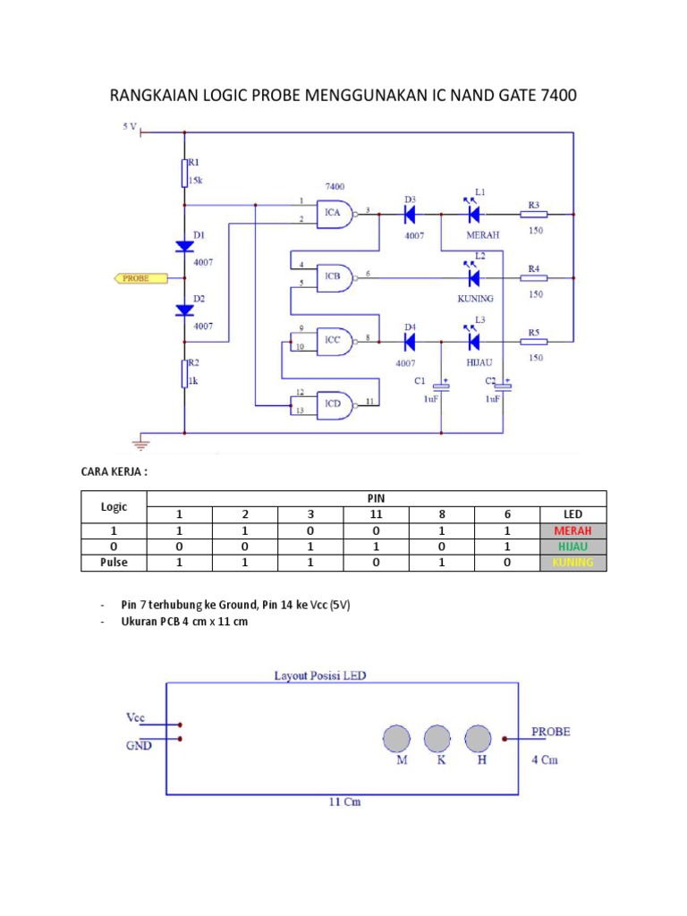 Rangkaian Logic Probe IC NAND 7400 | PDF