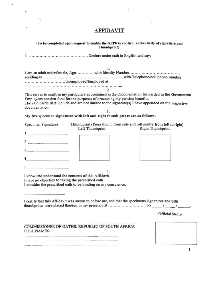 Affidavit Form | PDF