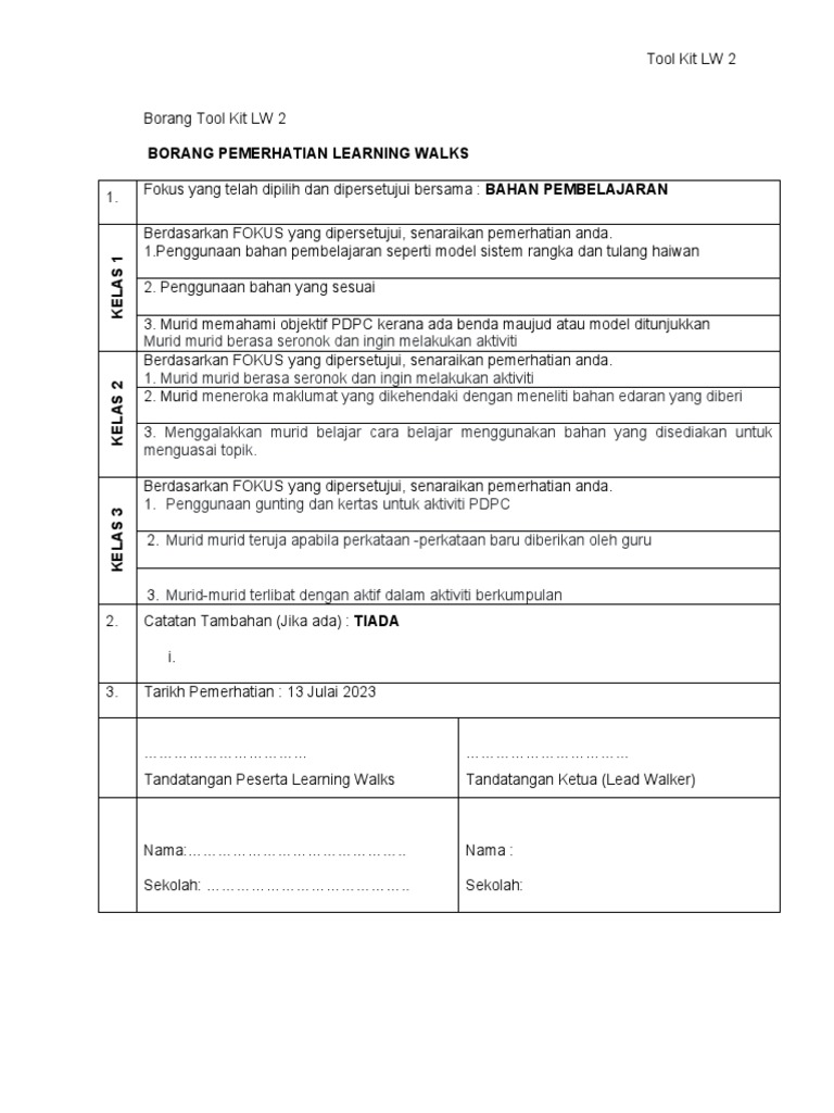 Laporan Observasi Pembelajaran Kelas | PDF