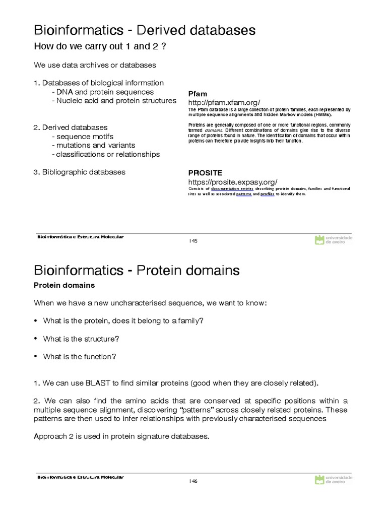 Bioinformatics - Derived Databases: How Do We Carry Out 1 and 2 ? | Download Free PDF ...