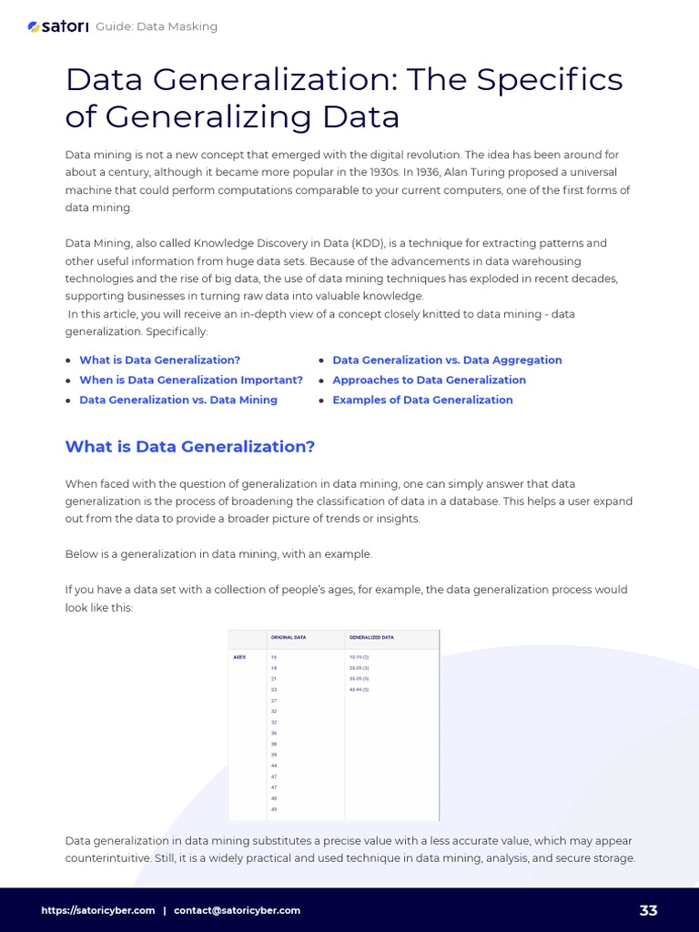 Data Generalization Pdf Data Data Mining