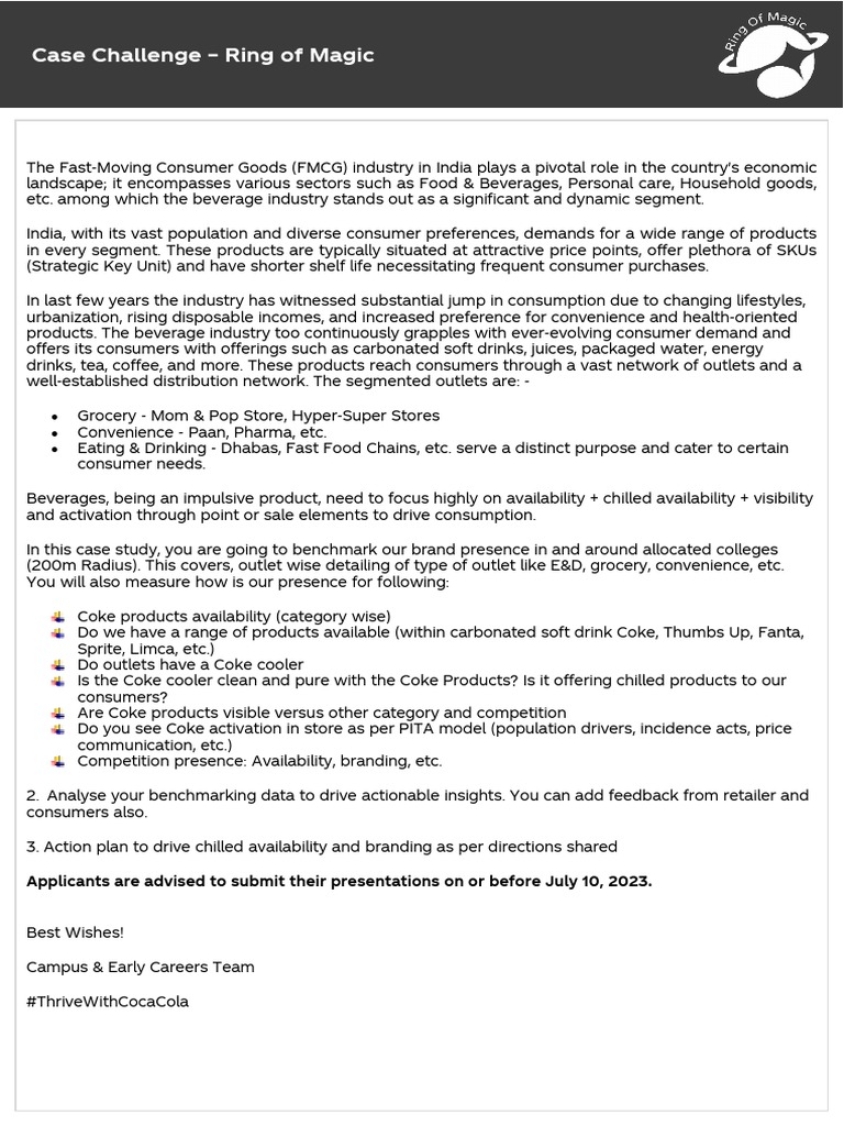 Case Challenge - Ring of Magic | PDF | The Coca Cola Company | Drink