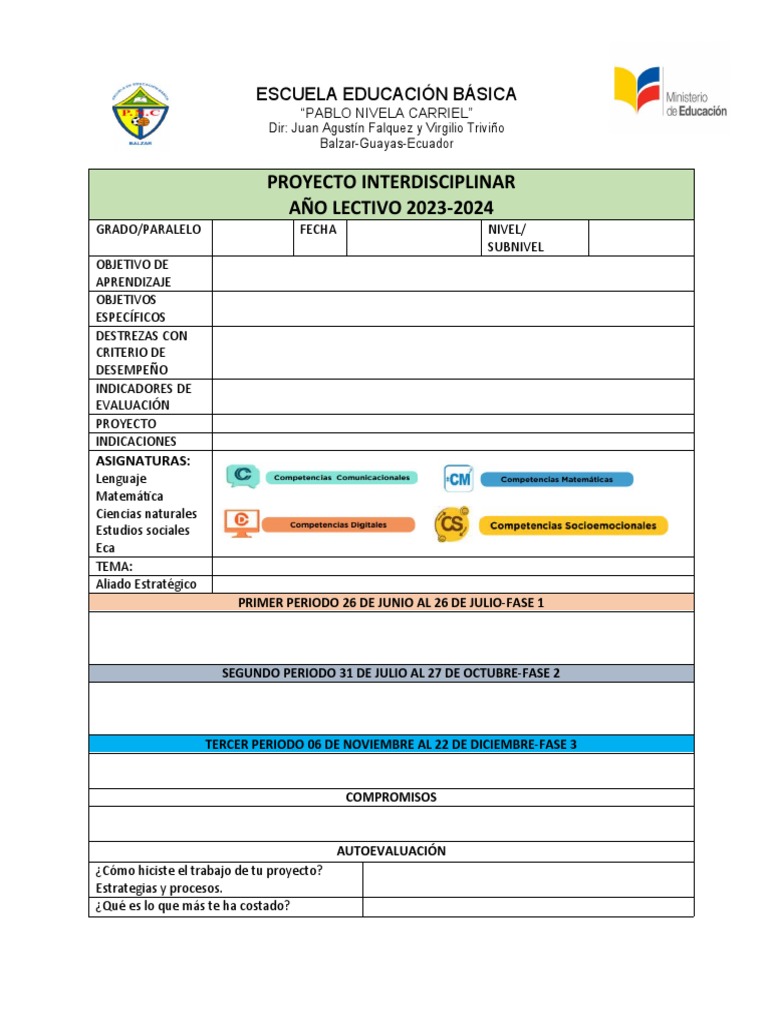 Proyecto Interdisciplinar Primer Periodo 2023-2024 | PDF