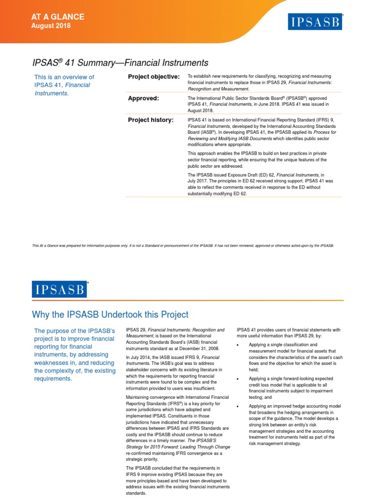 IPSAS 41 Financial Instruments at A Glance | PDF | Derivative (Finance ...