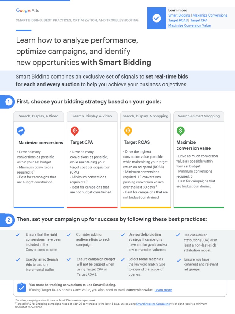 (One-Sheeter) (External) Smart Bidding - Best Practices, Optimization ...
