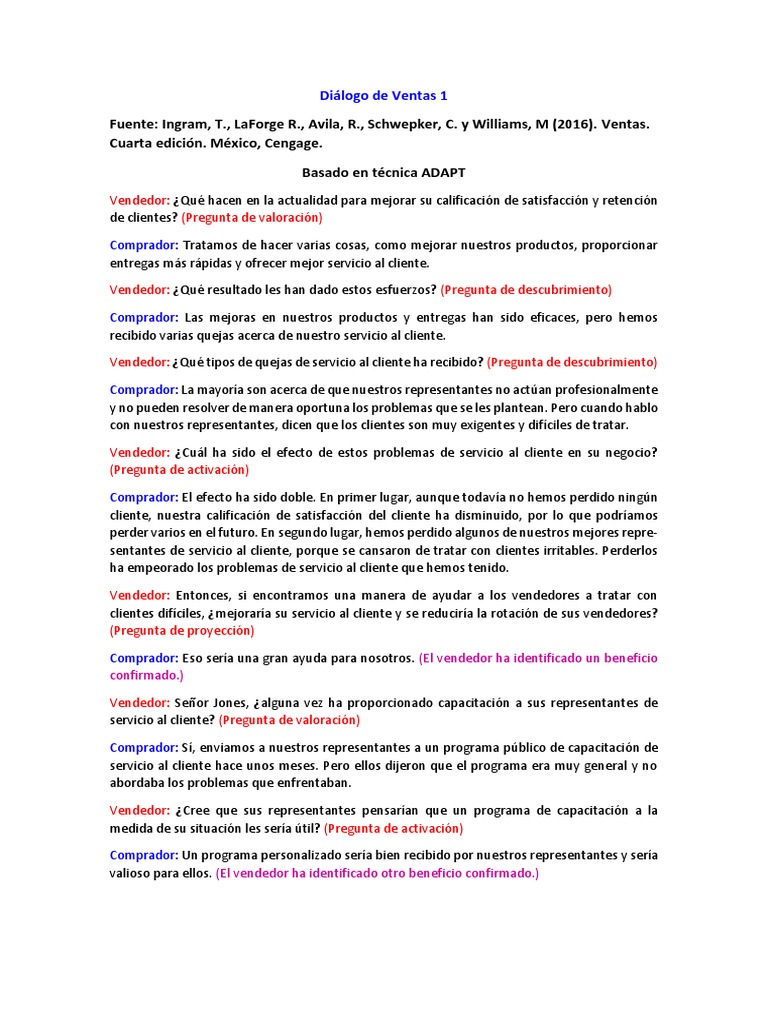 Diálogo de Ventas 1 | PDF | Cliente | Servicio al Cliente