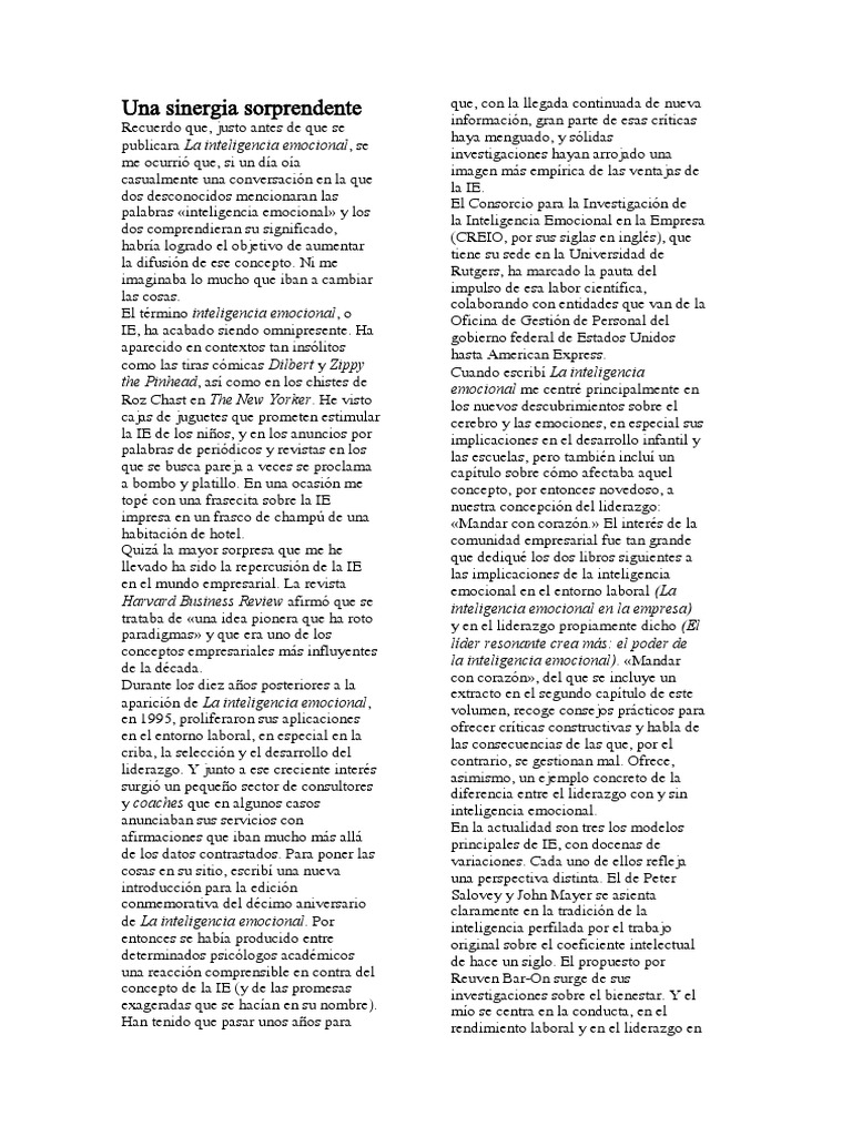 Liderazgo El Poder De La Inteligencia Emocional Pdf Inteligencia