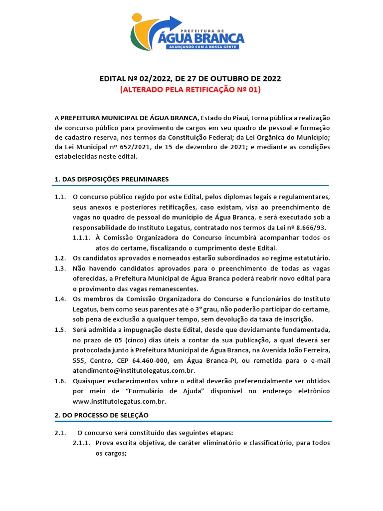 Edital #02 - 2022 - Abertura Do Concurso (Retificado) | PDF ...