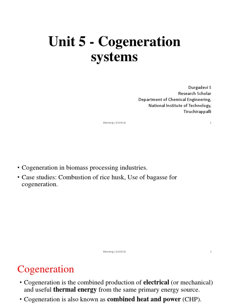 Unit 5 - Cogeneration Systems | PDF | Cogeneration | Steam