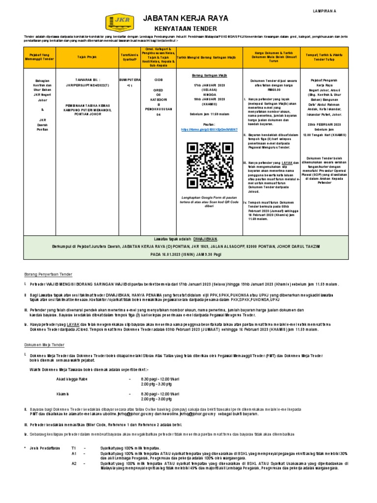 Notis Tender - 27.12.2022 | PDF