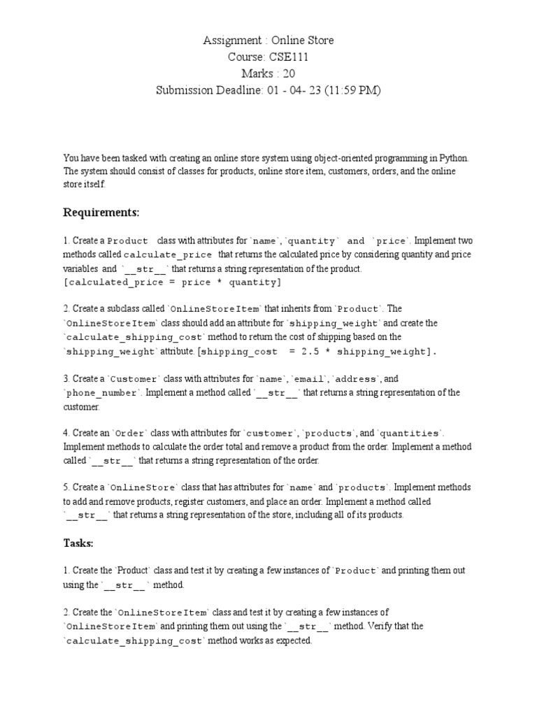 Cse111 Assignment 1 Pdf Method Computer Programming Class Computer Programming 5299