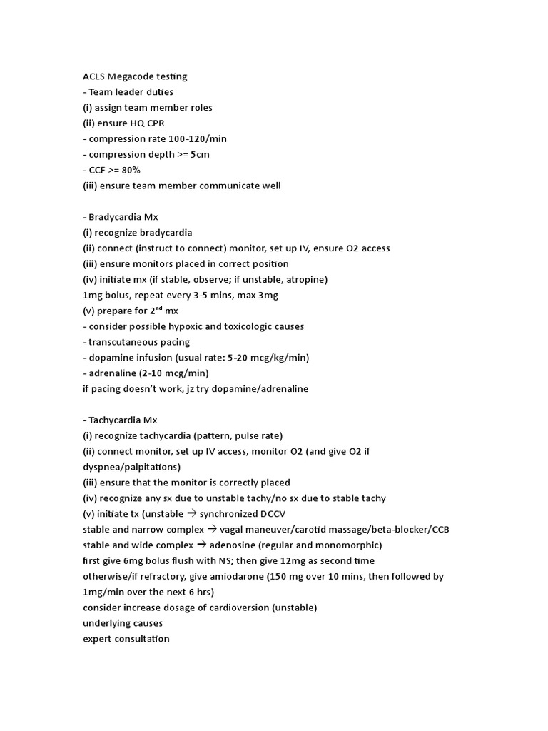 ACLS Megacode Algorithm | PDF | Cardiopulmonary Resuscitation | Shock ...