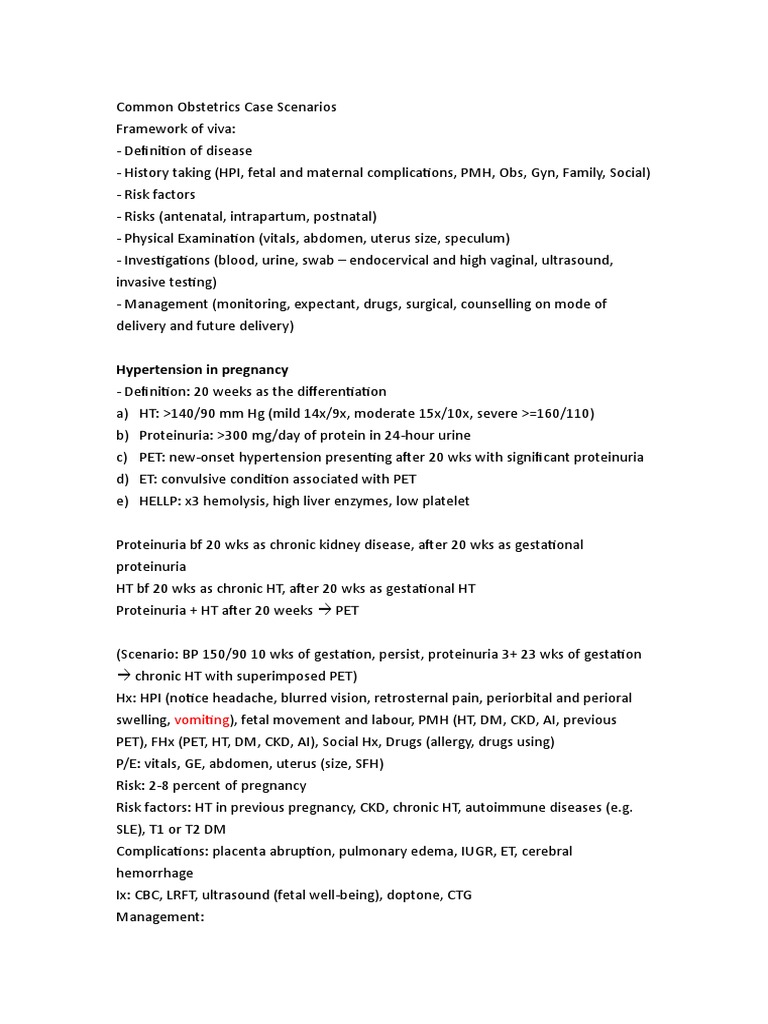 Common Obstetrics Case Scenarios | PDF | Childbirth | Postpartum Period