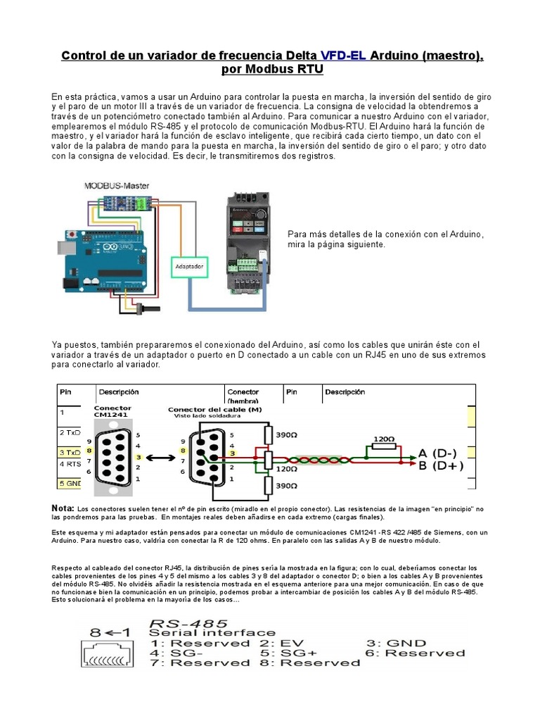 Control VFD-EL con Arduino y Modbus | PDF | Arduino | Telecomunicaciones