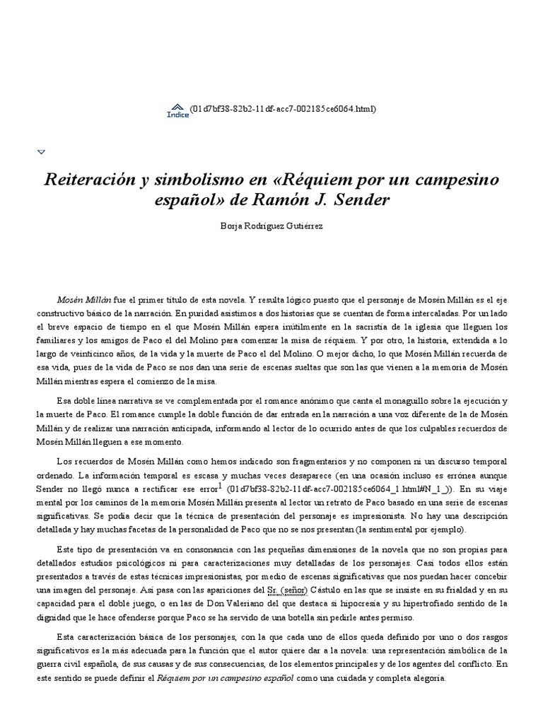 Simbolismo en "Réquiem por un campesino" | PDF | Narración | España