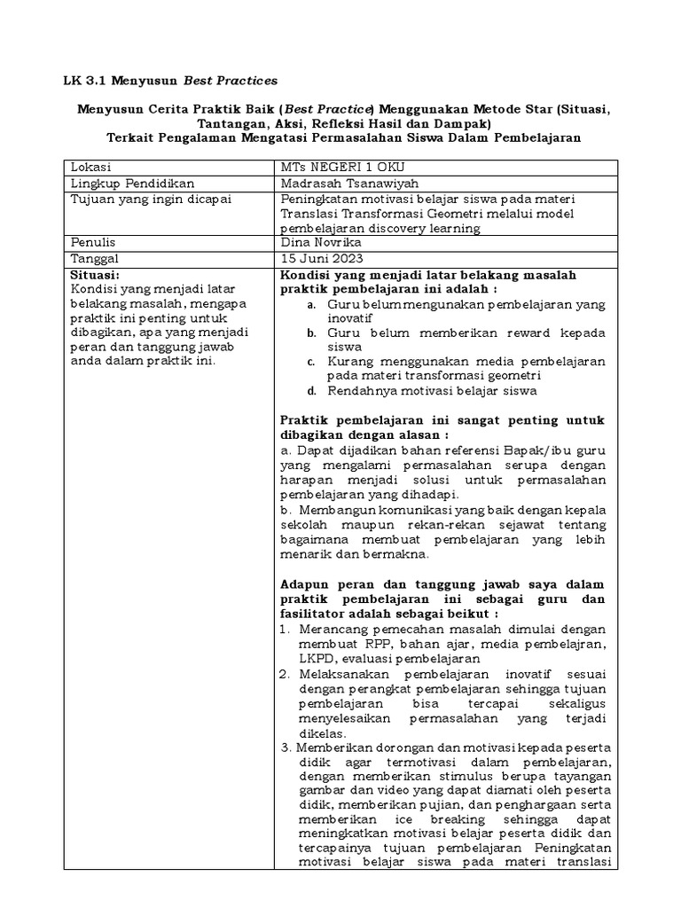 LK 3.1 DINA Menyusun Best Practices | PDF