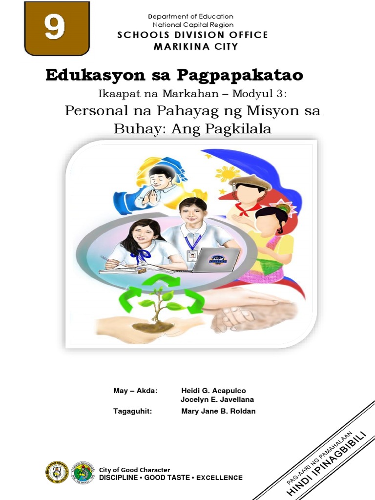 Revalidated - EsP9 - Q4 - MOD3 - Personal Na Pahayag NG Misyon Sa Buhay ... Revalidated - EsP9 - Q4 - MOD3 - Personal Na Pahayag NG Misyon Sa Buhay ...