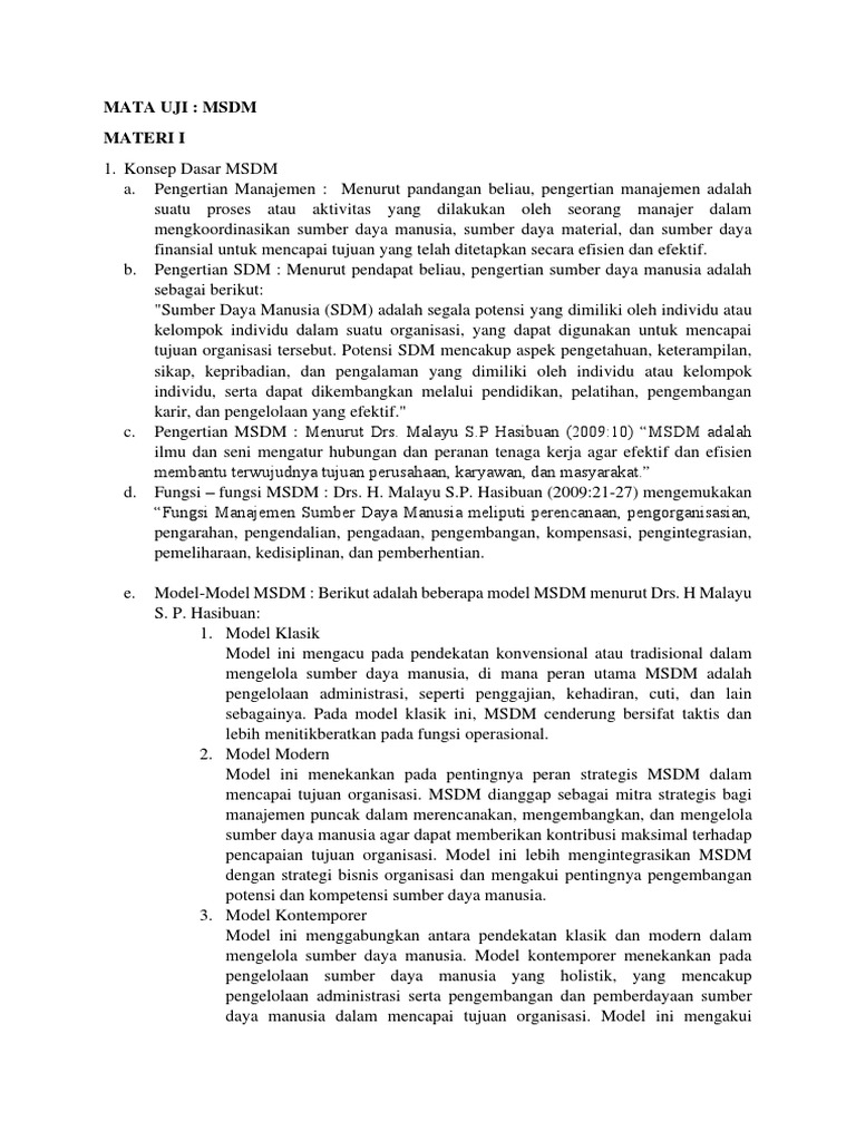 Ujian Komprehensif MSDM | PDF
