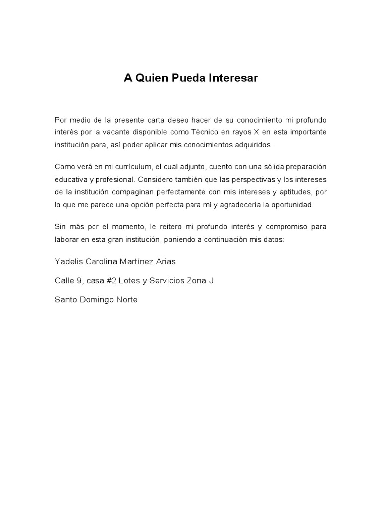 A Quien Pueda Interesar Carta Partido | PDF