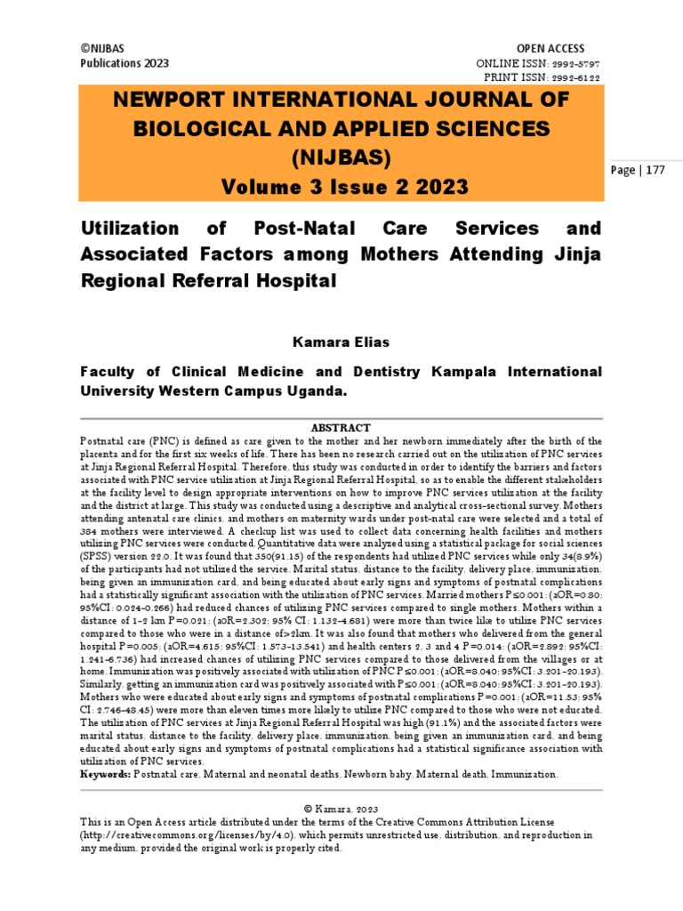 Utilization Of Post Natal Care Services And Associated Factors Among
