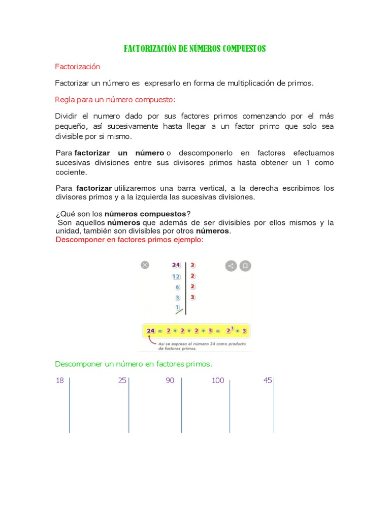 Factorización de Números Compuestos | PDF