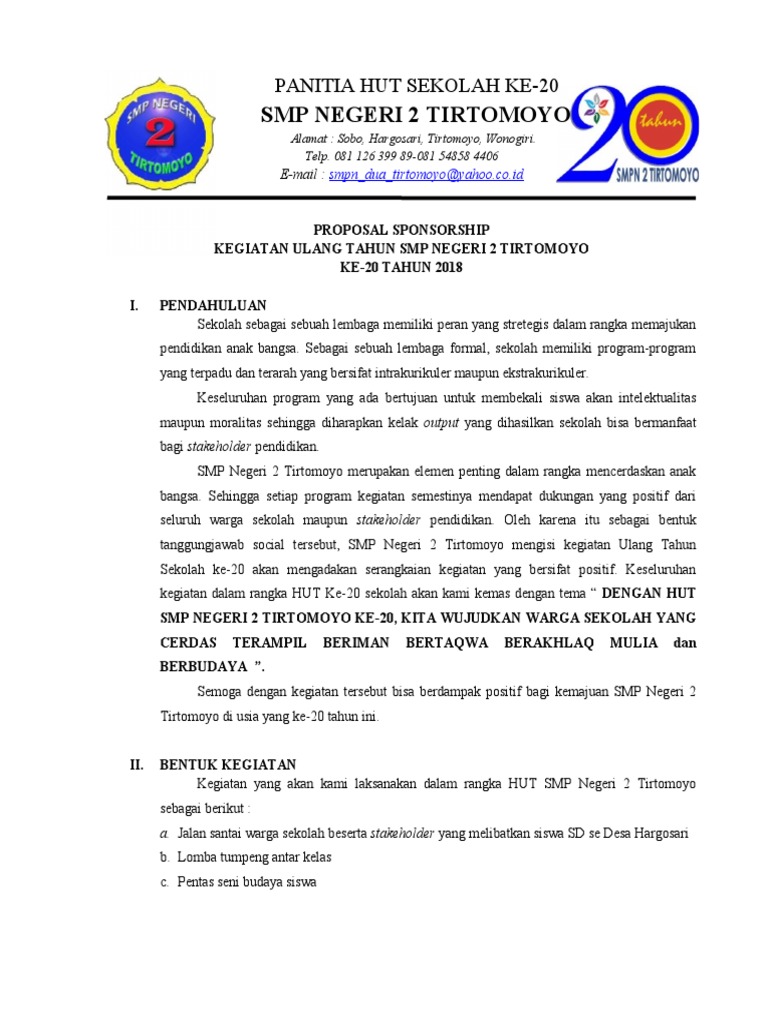 PROPOSAL HUT 20 Versi Alumni | PDF