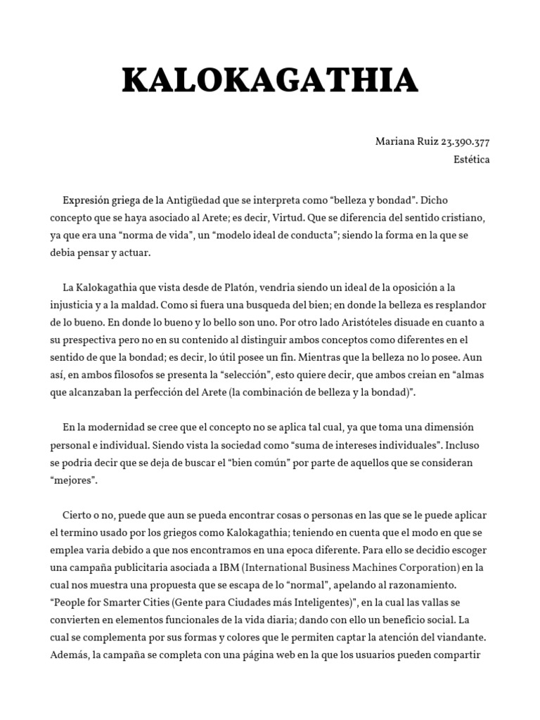 KALOKAGATHIA | PDF | Belleza | Platón