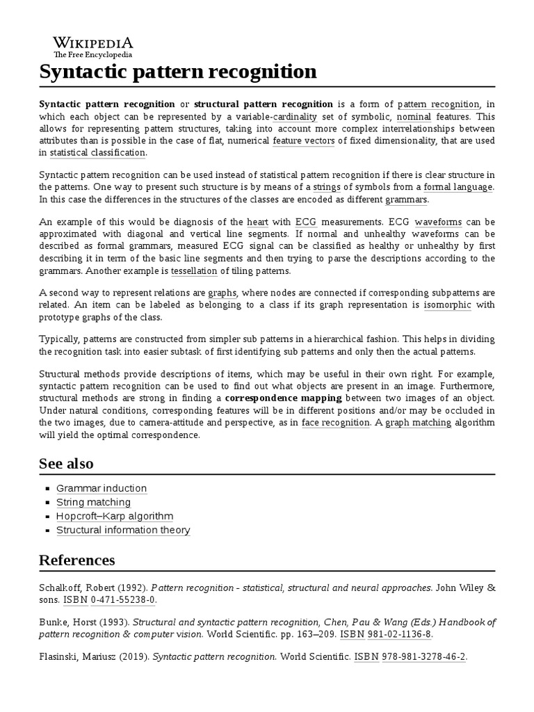 Syntactic Pattern Recognition | PDF | Pattern Recognition | Applied Mathematics