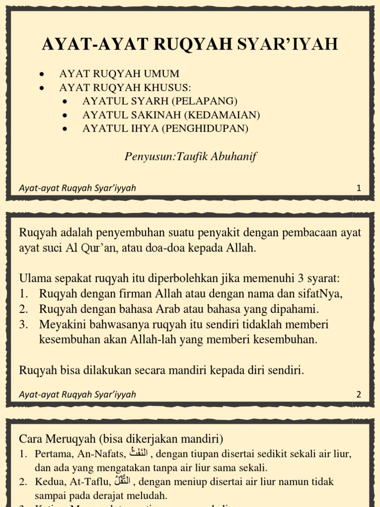 Panduan Ruqyah Mandiri Syar'iyyah | PDF