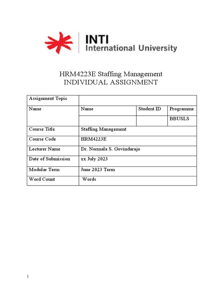 HRM4223E Staffing Management Assignment | PDF
