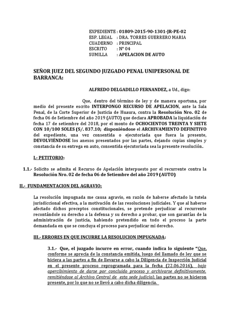 Recurso de apelación Penal | PDF | Apelación | Ley procesal