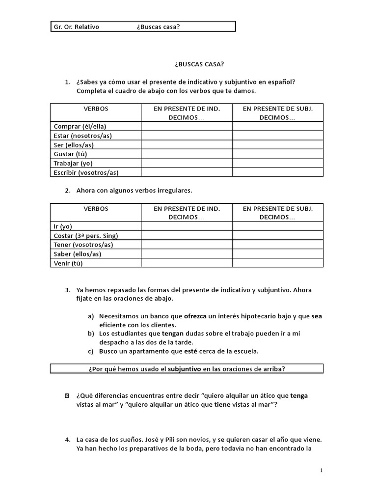 Oraciones Relativo-Subjuntivo | PDF | Artes del Lenguaje y Comunicación ...