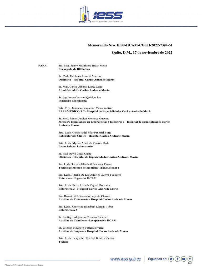 Iess Hcam CGTH 2022 7394 M | PDF | Especialidades Medicas | Cuidado de ...