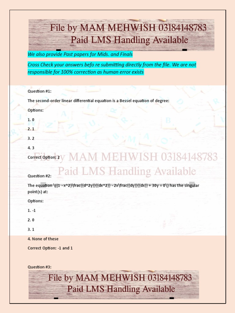 Mth401 Quiz#2 18july23 Finals by Miss Mehwish | PDF | Teaching Methods ...