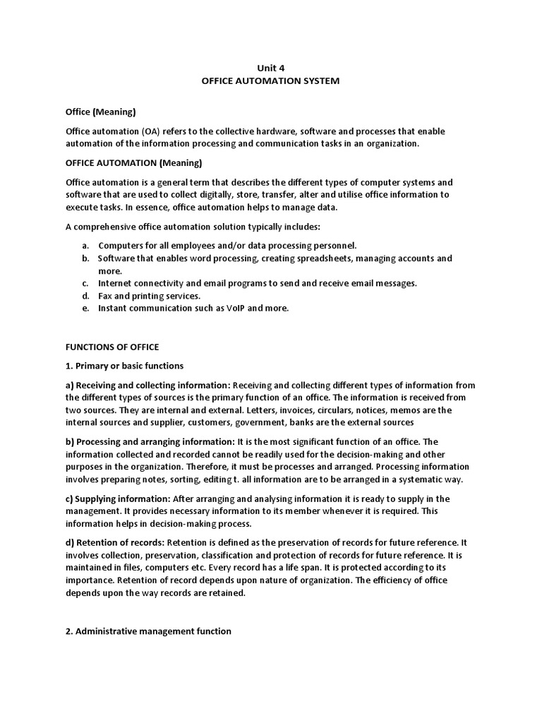 Unit 4 Office Automation System Notes | PDF
