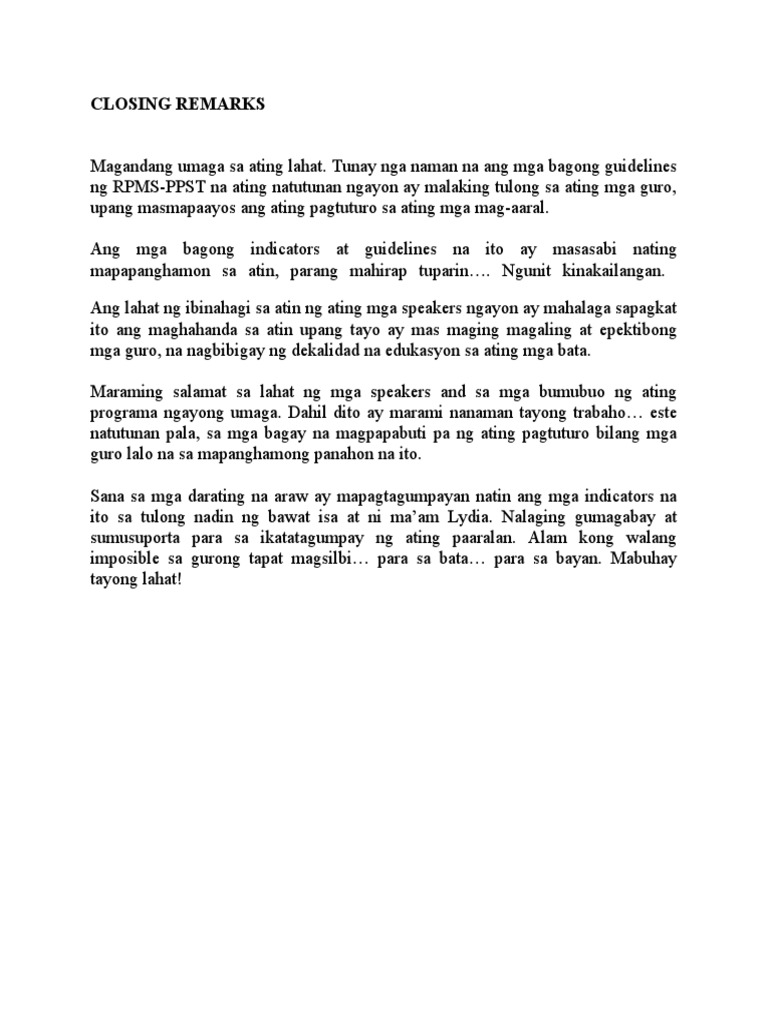 Closing Remarks | PDF