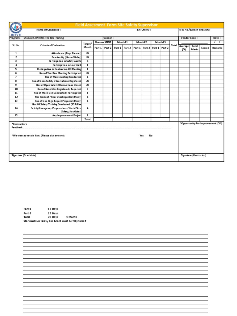 Field Assessment Form (Safety) | PDF | Business