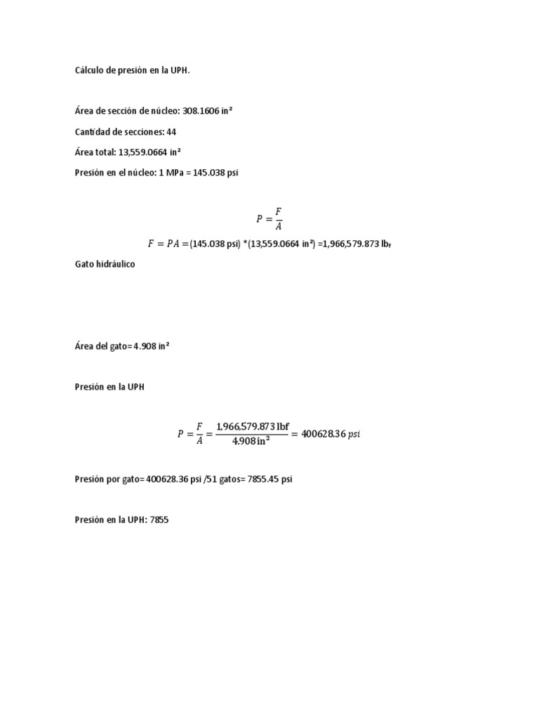 Cálculo de Presión en La UPH | PDF
