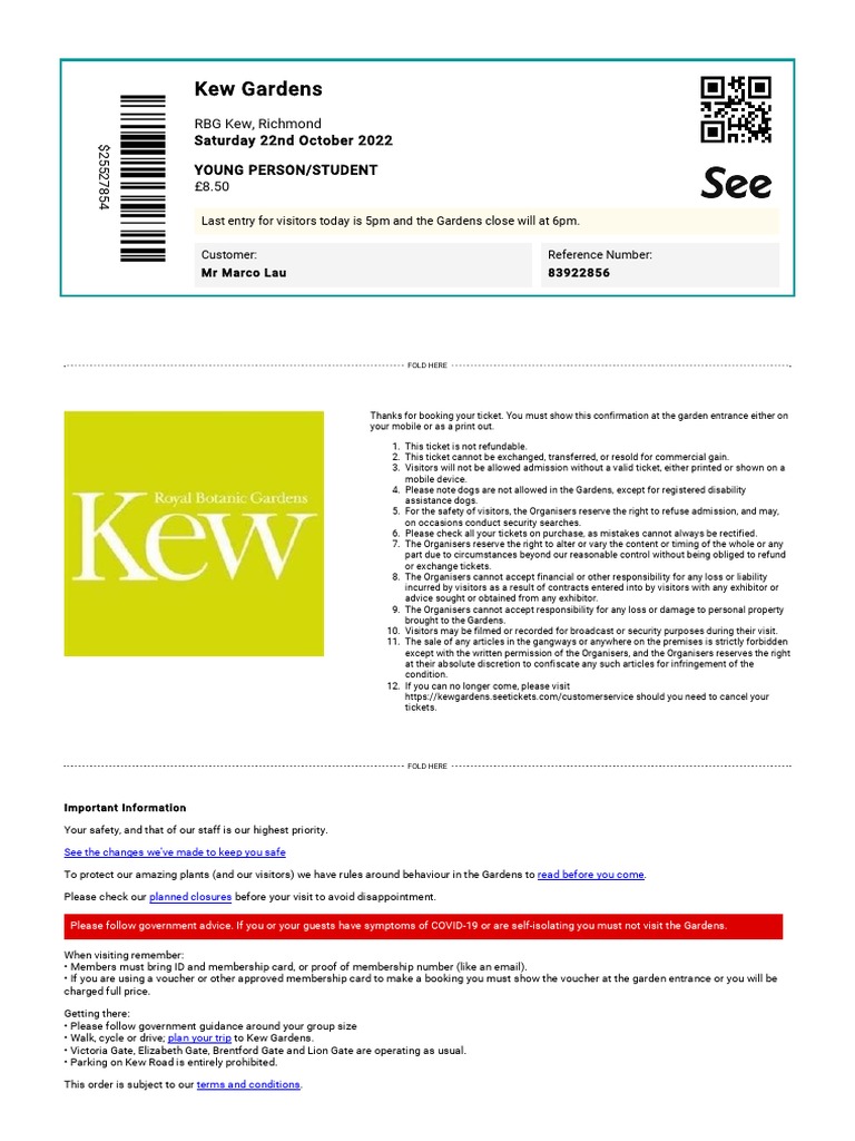 Kew Gardens Tickets 83922856 | PDF | Common Law | Private Law