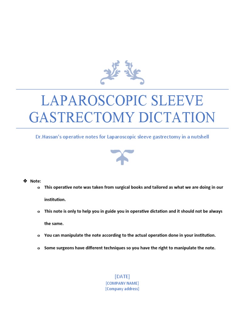 Laparoscopic Sleeve Gastrectomy Overview | PDF | Stomach | Surgery