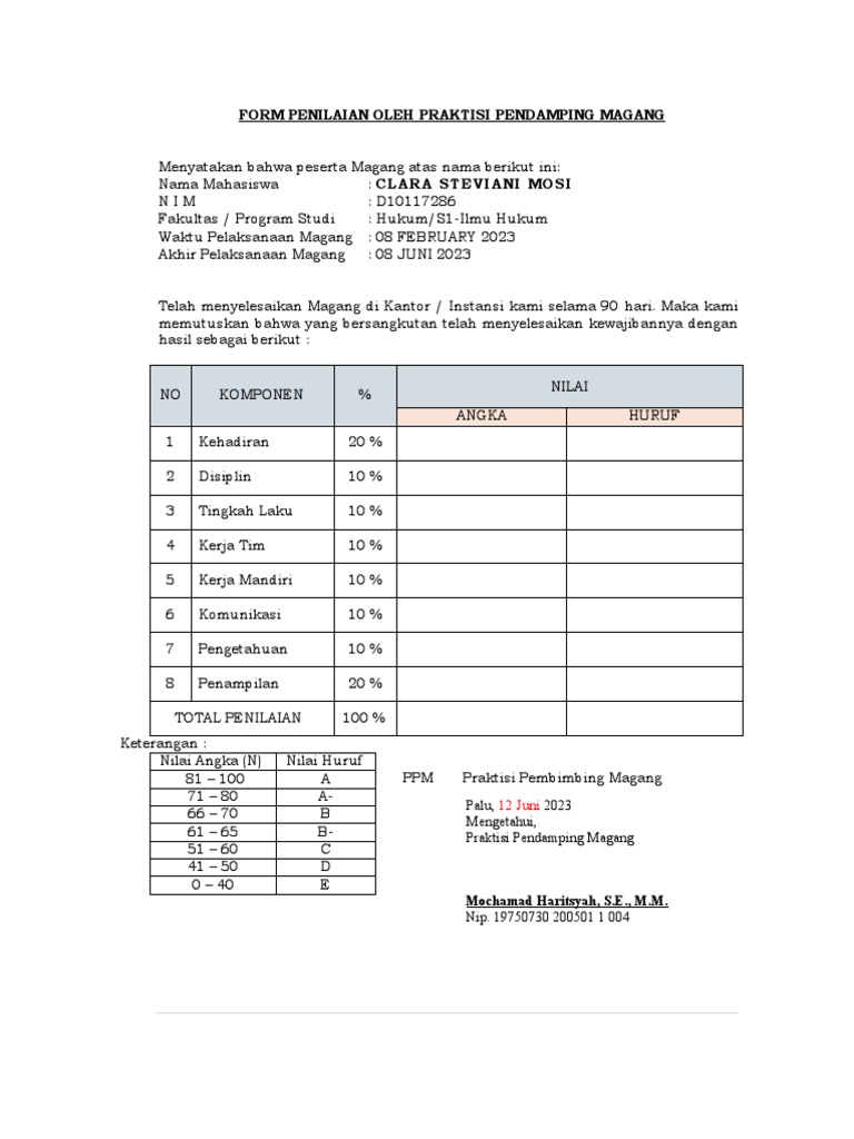 Form Penilaian | PDF