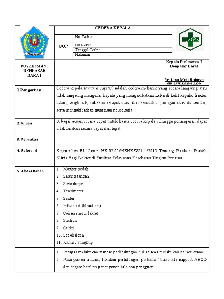 Sop Cedera Kepala | PDF