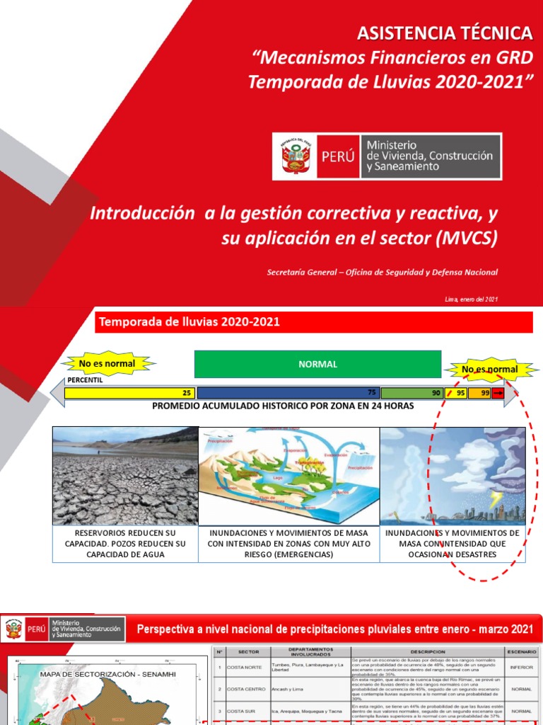 1er PPT Gestion Correctiva y Reactiva MVCS | PDF | Inundar | Precipitación