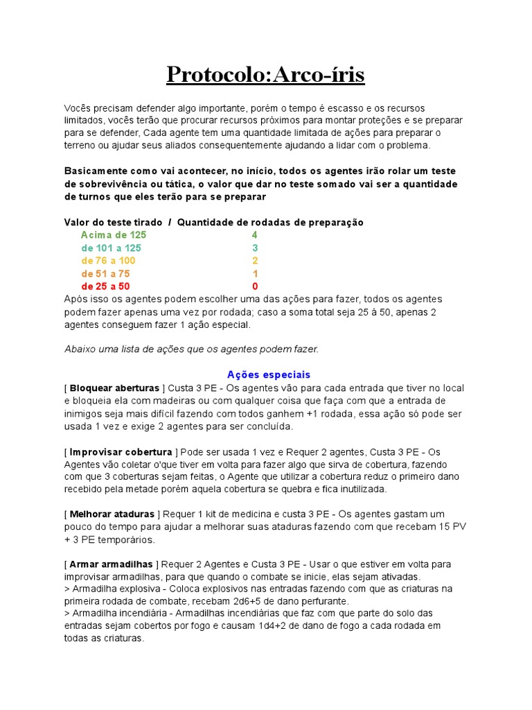 Protocolo - Arco-Iris | PDF | Armas de fogo