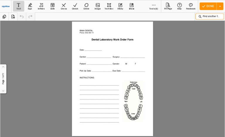 PDFfiller - DENTAL LABORATORY WORK ORDER FORM Date - Laboratory PDF | PDF