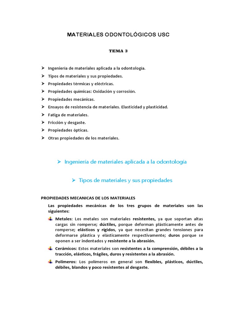 Tema 3 Materiales Usc | PDF