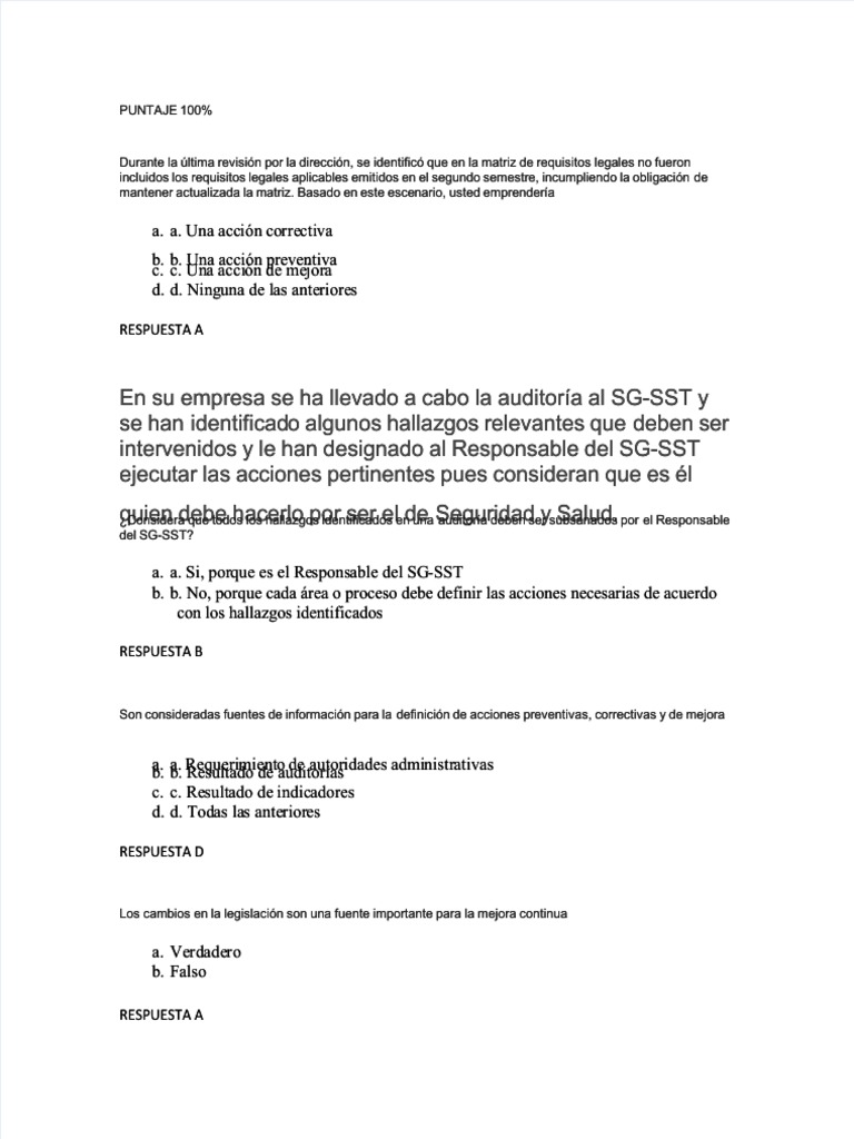 PDF Respuestas Modulo 5 Curso 50 Horas Arl Sura Compress | PDF