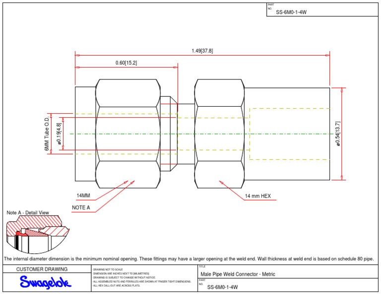 SS 6M0 1 4W SwagelokCompany 2DSalesDrawing 12 05 2022 | PDF | Pipe ...